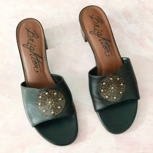 Brighton Shoes | Signature Black Heel Leather Sandals | Poshmark